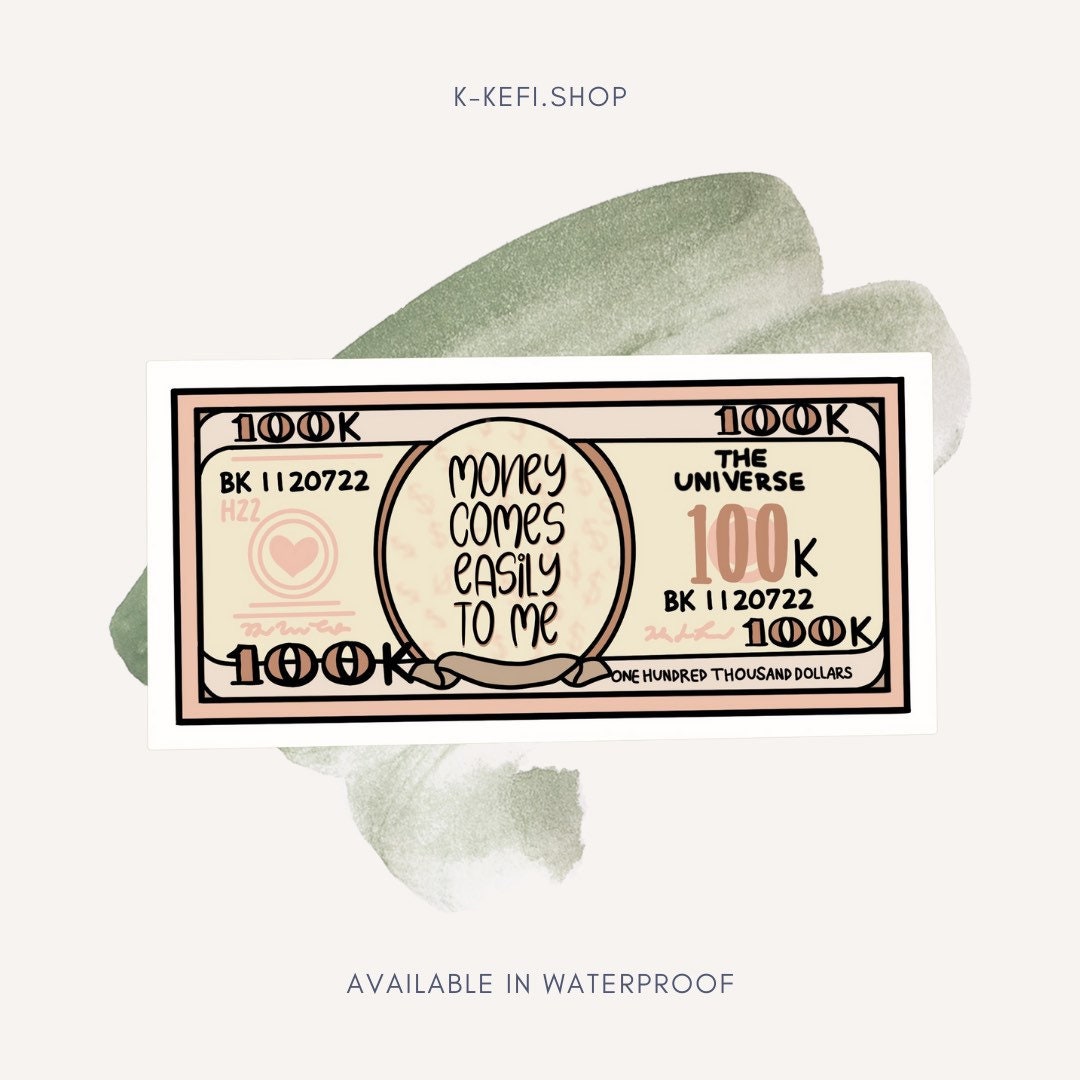 100K Dollar Bill Waterproof Sticker - Etsy