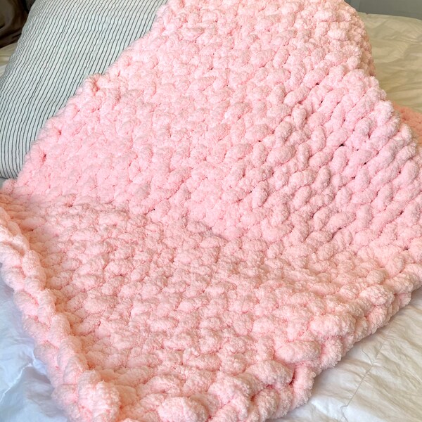 Pink Chunky Knit Blanket - Etsy