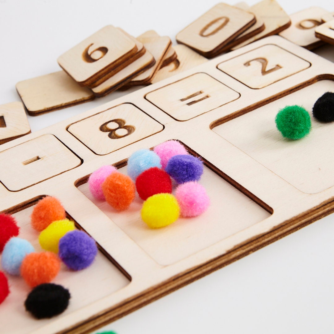 Wooden Maths Board With Numbers and Symbols Addition and - Etsy