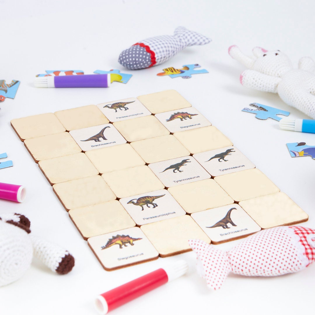 Dinosaurs 24 Matching Montessori Cards Montessori Wooden - Etsy