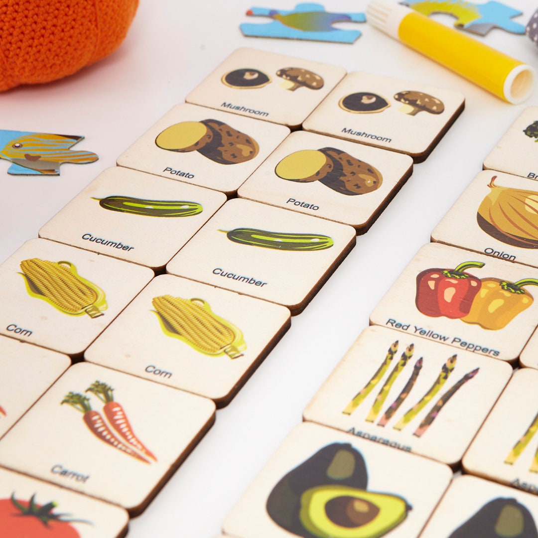 Vegetables 24 Matching Montessori Cards, Montessori Wooden Memory Game ...
