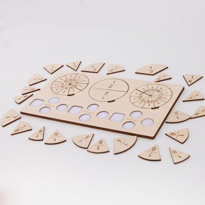 Wooden Fraction Manipulation Board, Montessori Math Manipulation ...
