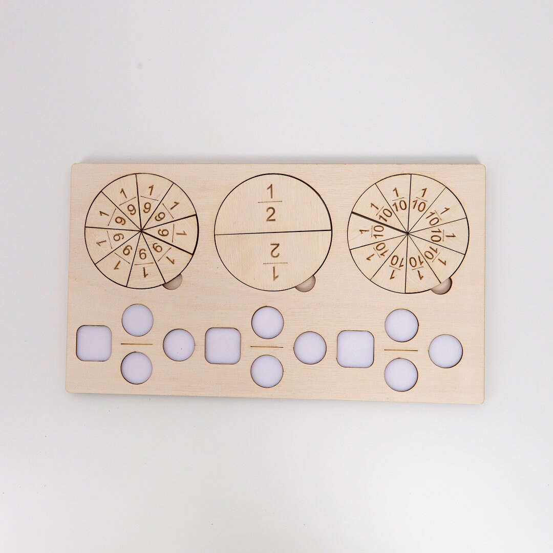 Wooden Fraction Manipulation Board, Montessori Math Manipulation ...