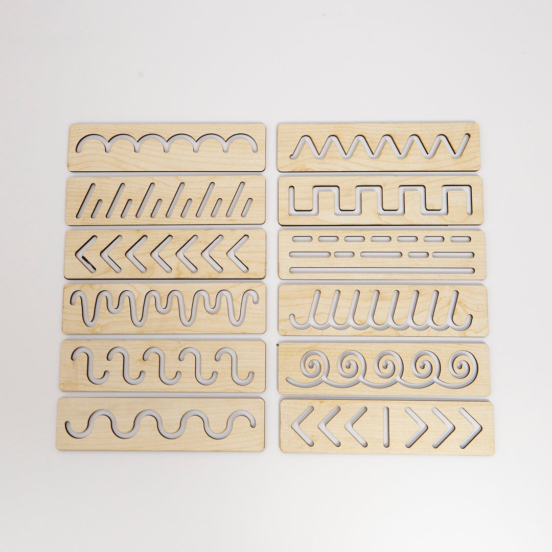 Montessori Stencils Set, Writing Skills Wooden Stencil Set, Preschool ...