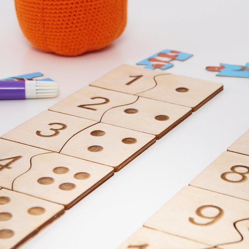 Wooden Number Puzzle, Montessori-wood Uppercase & Lowercase Matching ...
