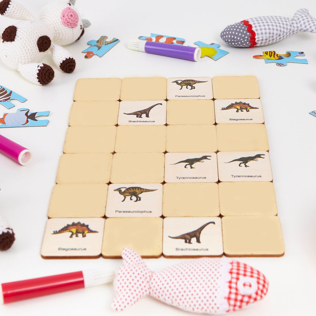 Dinosaurs 24 Matching Montessori Cards Montessori Wooden - Etsy