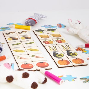 Vegetables 24 Matching Montessori Cards, Montessori Wooden Memory Game ...