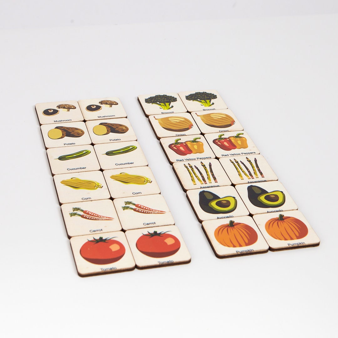 Vegetables 24 Matching Montessori Cards, Montessori Wooden Memory Game ...