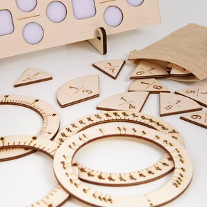 Wooden Fraction Manipulation Board, Montessori Math Manipulation ...