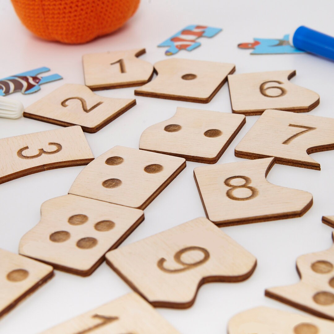 Wooden Number Puzzle, Montessori-wood Uppercase & Lowercase Matching ...