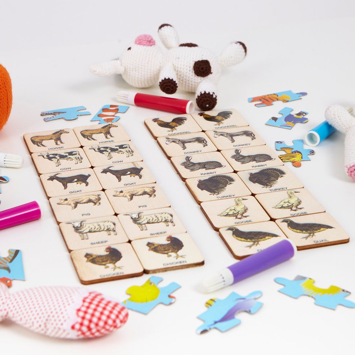 Farm Animals 24 Matching Montessori Cards Montessori Wooden - Etsy