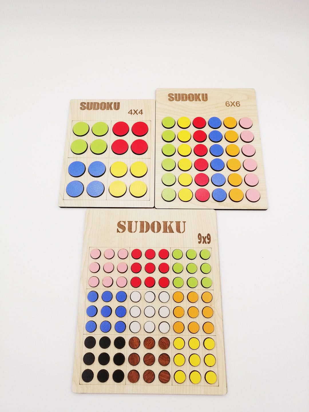 3 Colored Sudoku Sets, Wooden Puzzle, Children’s Games, Educational ...