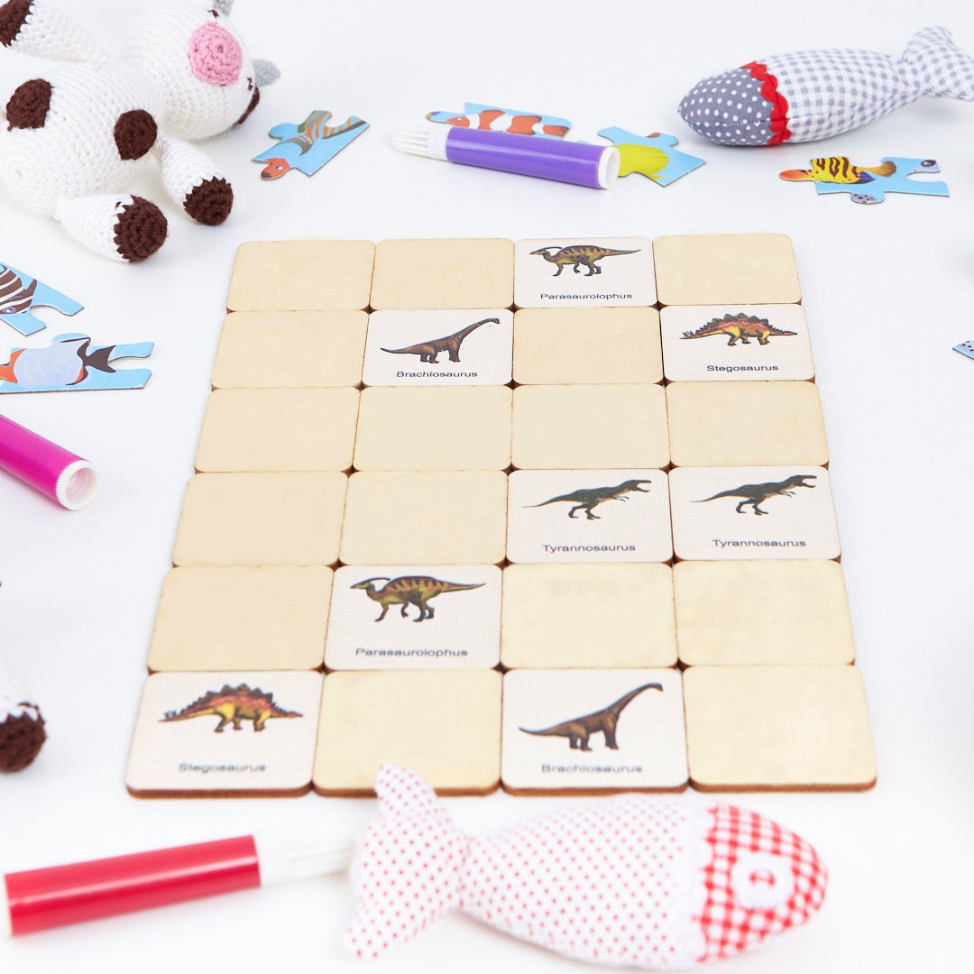 Dinosaurs 24 Matching Montessori Cards Montessori Wooden - Etsy