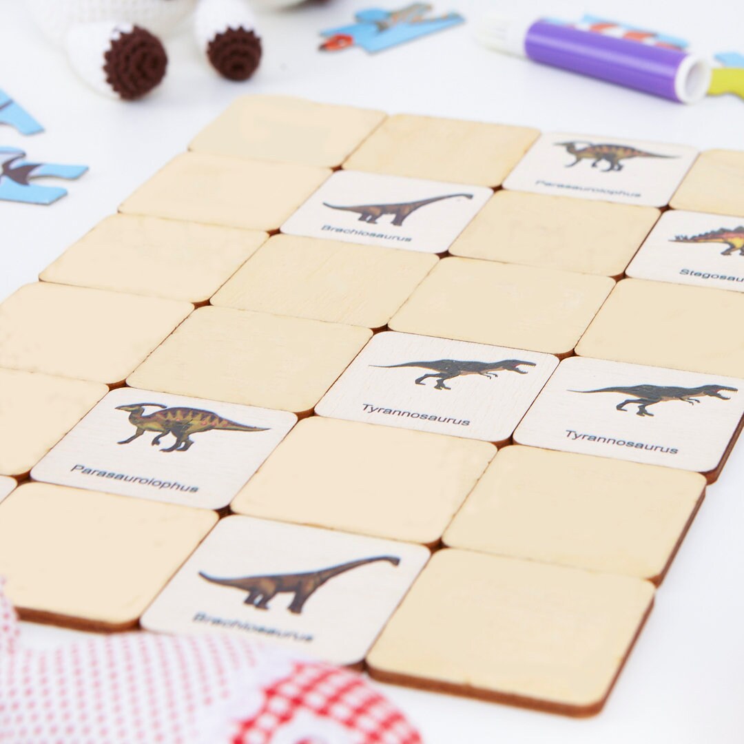 Dinosaurs 24 Matching Montessori Cards Montessori Wooden - Etsy
