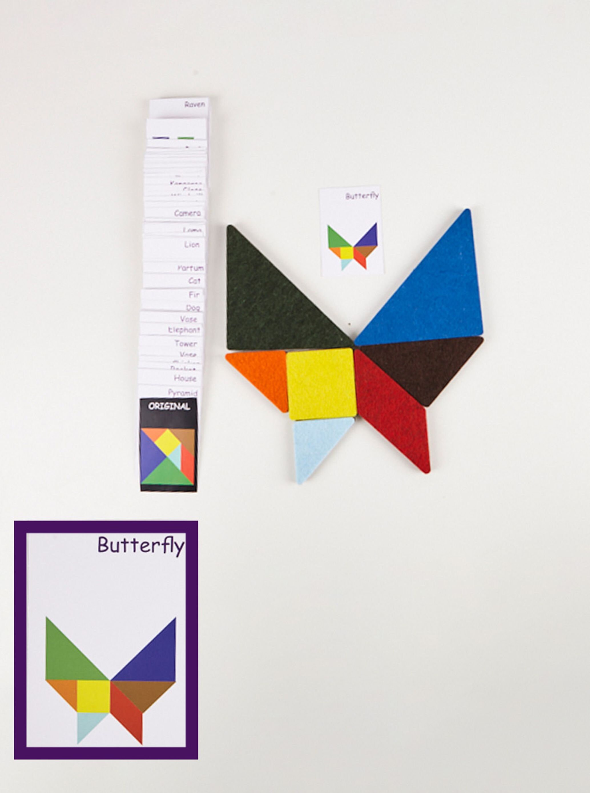 EDUCATIONAL WOODEN TOY Custom Tangram,7 Piece Wooden and 116 Cards ...