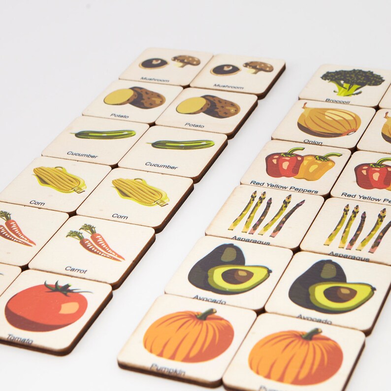 Vegetables 24 Matching Montessori Cards, Montessori Wooden Memory Game ...