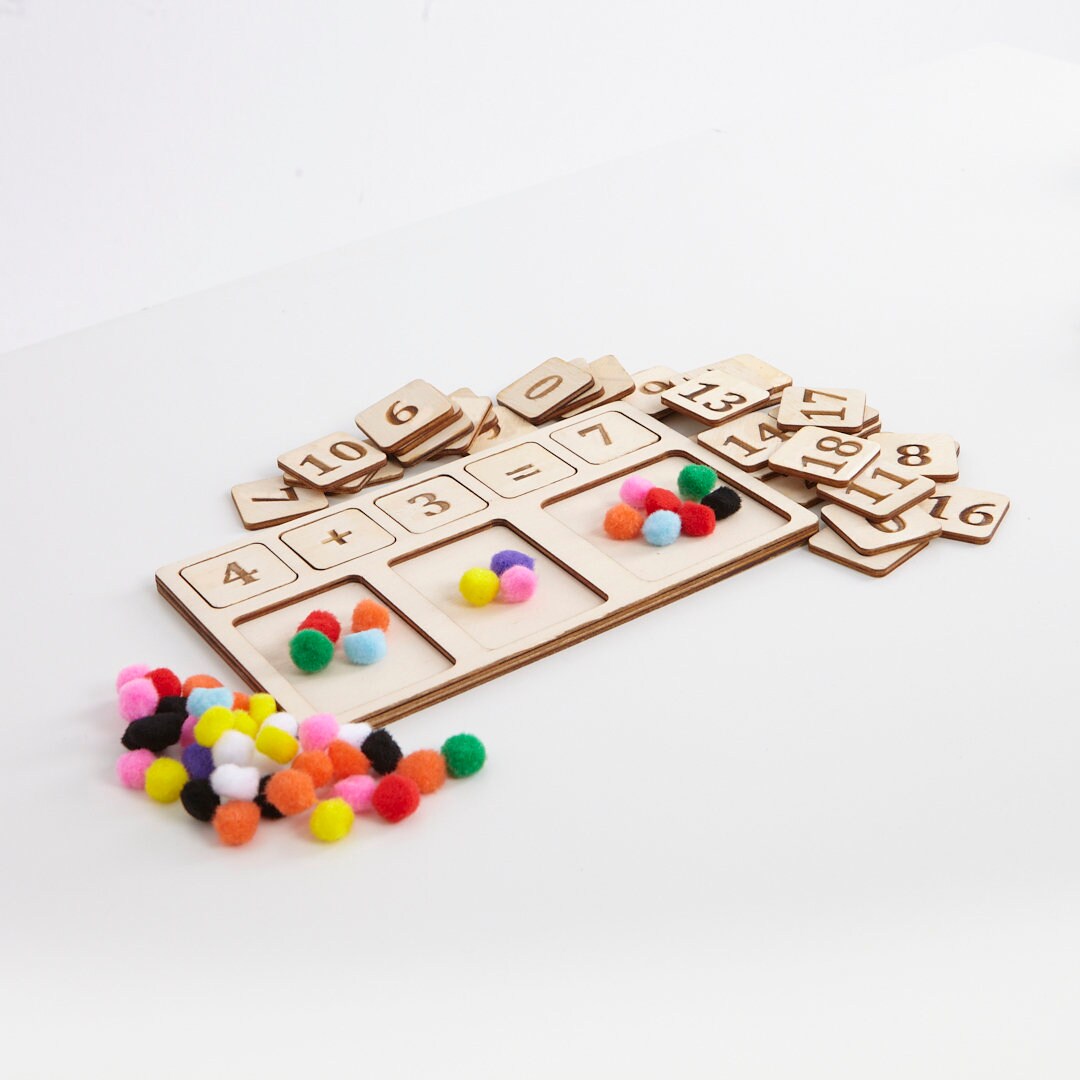 Wooden Maths Board With Numbers and Symbols Addition and - Etsy
