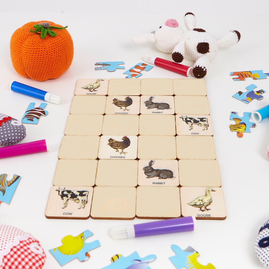 Farm Animals 24 Matching Montessori Cards Montessori Wooden - Etsy