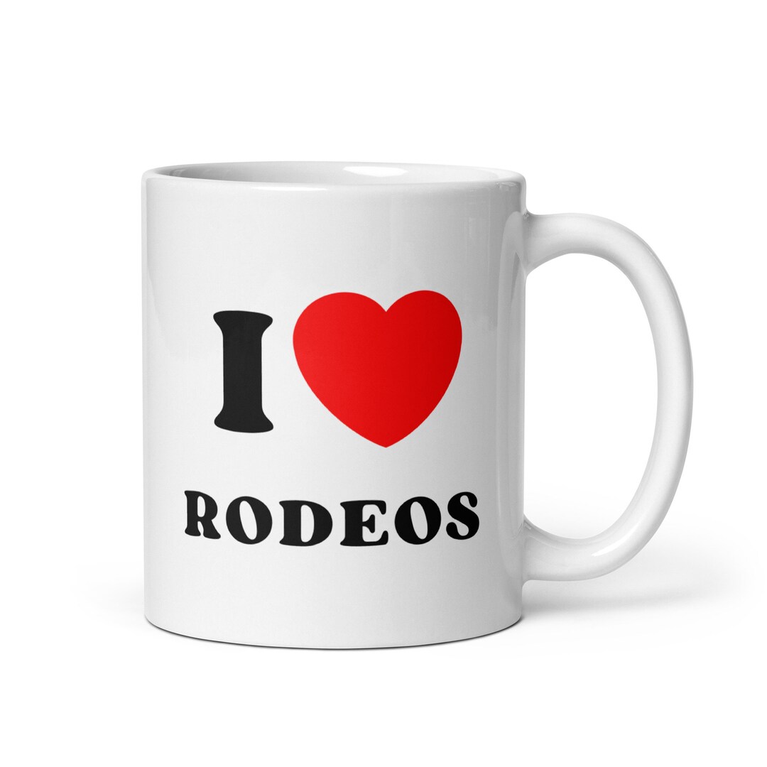 I Love Rodeos Heart Graphic Mug, Western Coffee Cup, Cowgirl Cowboy ...
