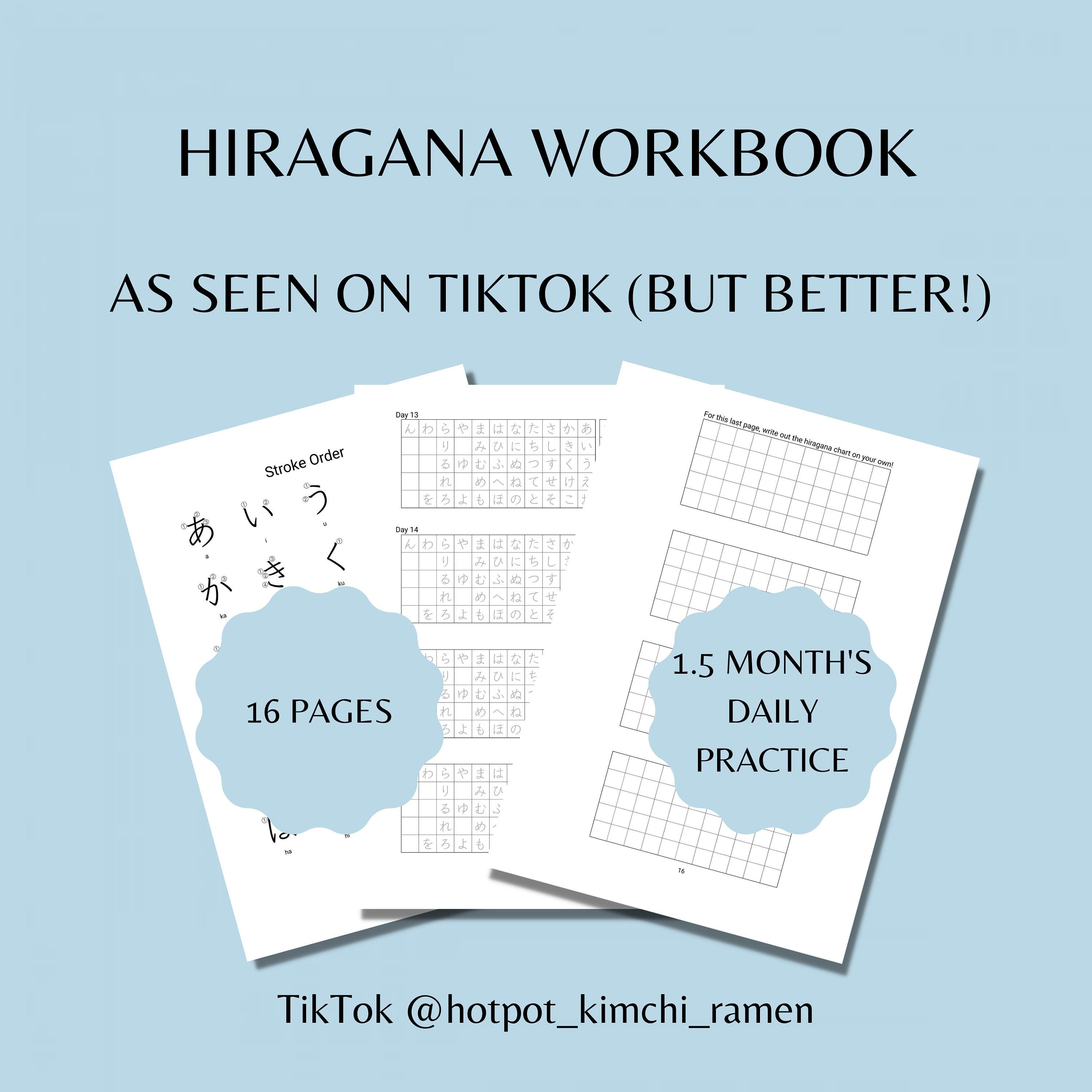 Japanese Hiragana Workbook Improve Your Handwriting - Etsy New Zealand