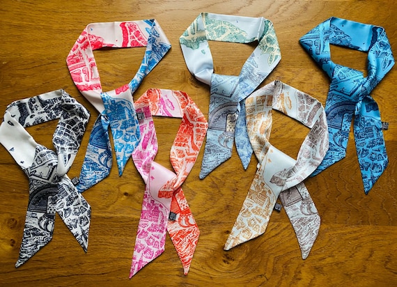 City Map Satin Twill Scarf Medium Skinny Scarf Hair Scarf - Etsy