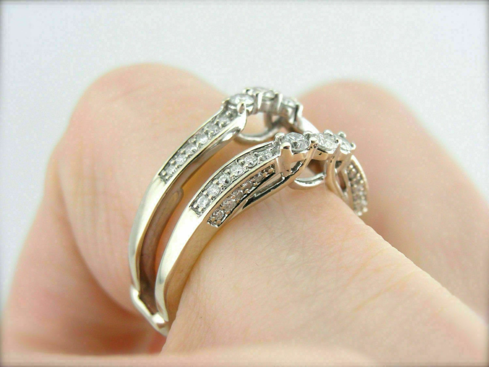 Three Stone Diamond Enhancer Engagement Ring 2.80 Ct Round | Etsy