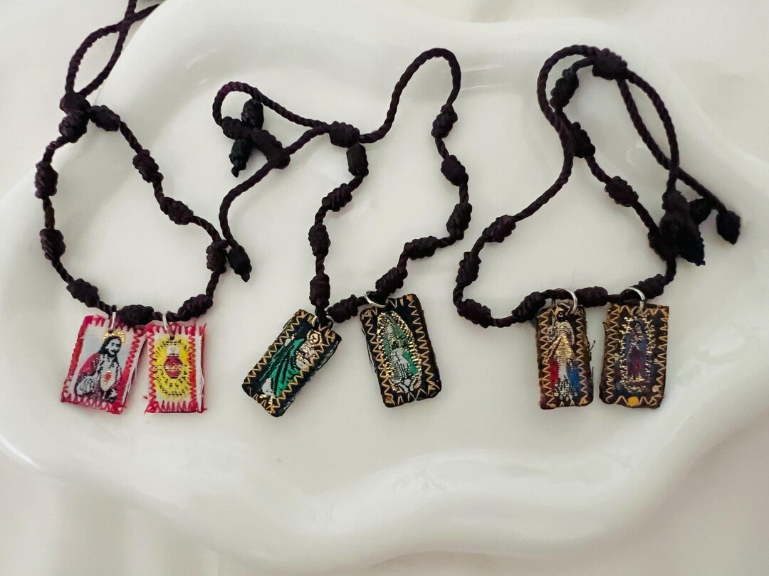 Brown Scapular Bracelet/ 7 Knot String Bracelet With Cross/ 5 Diff ...