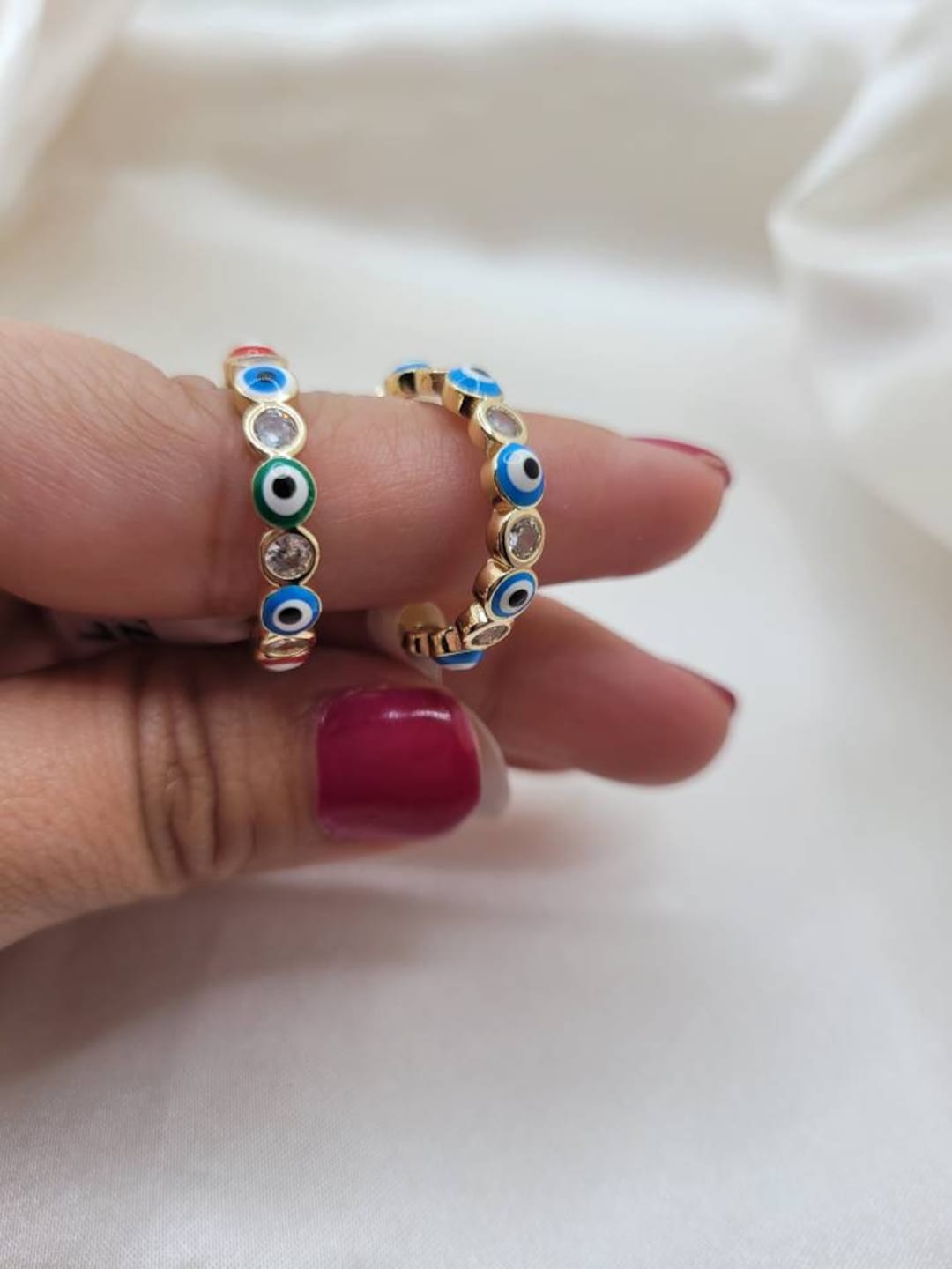 Evil Eye 18k Gold Filled Ring, Blue, Multi Color - Etsy
