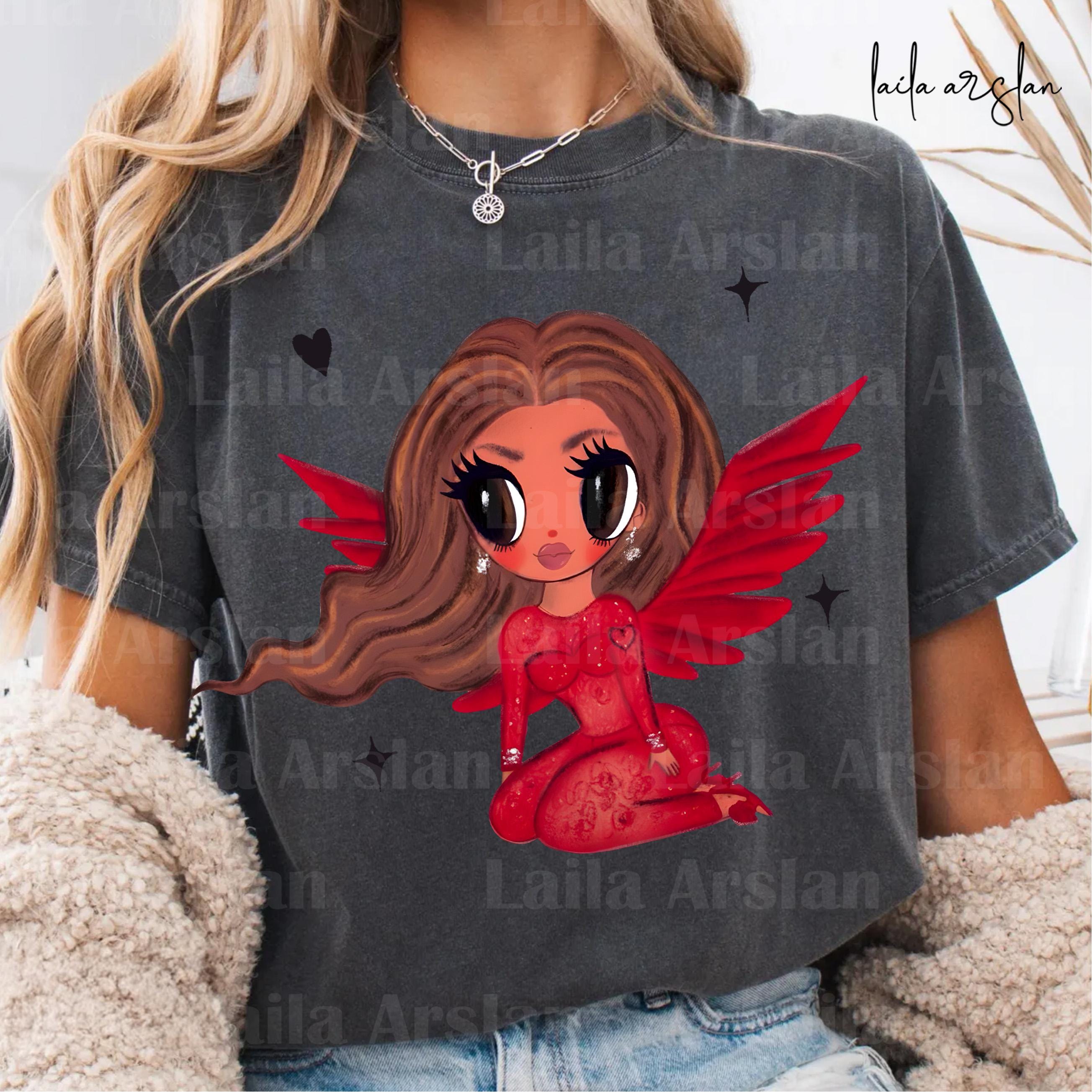 Bichota Cartoon Karol G Png, Angel With Red Wings and a Red Lace Outfit ...