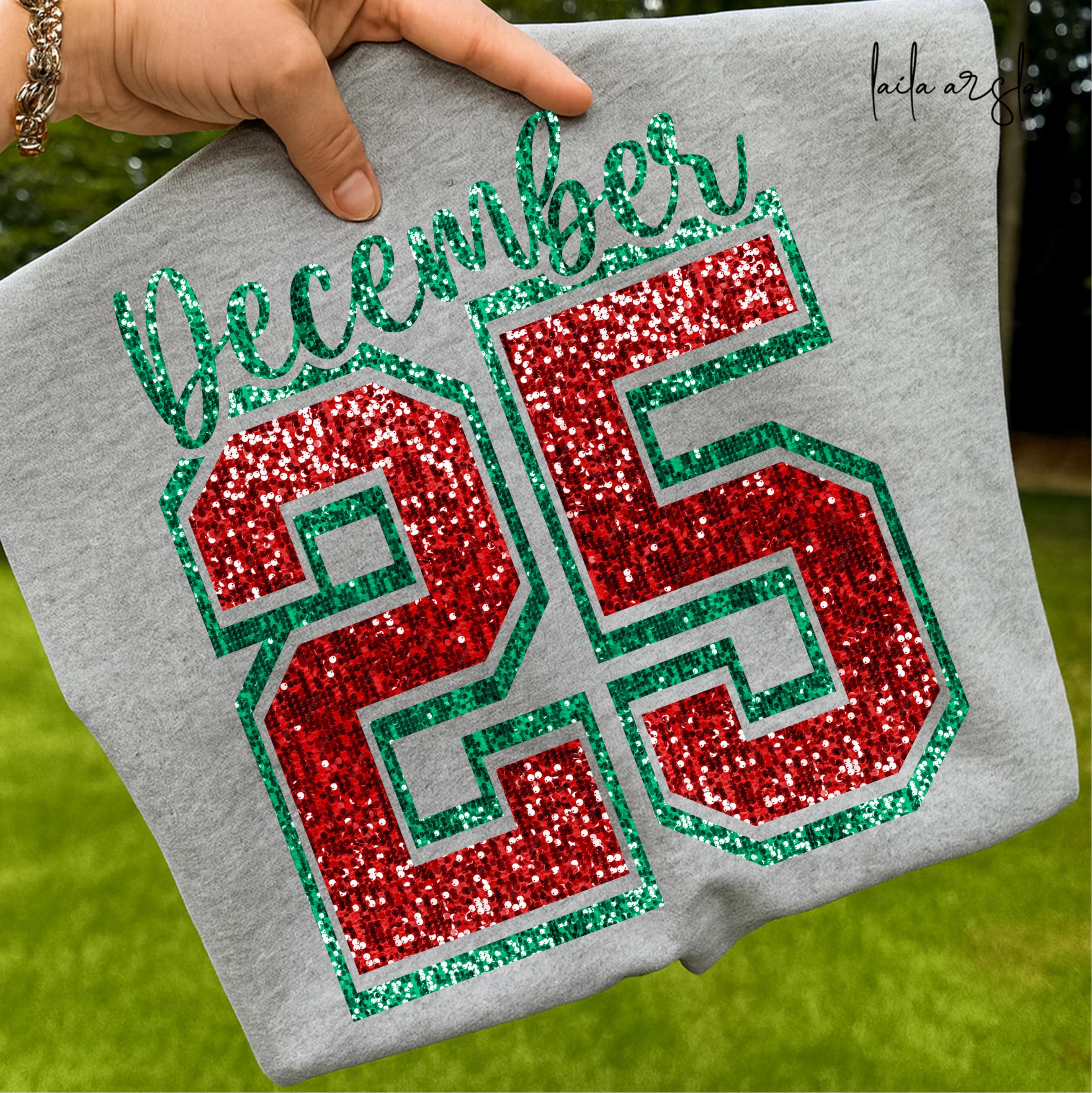 Merry Christmas Varsity PNG: Faux Sequin Glitter Design (digital ...