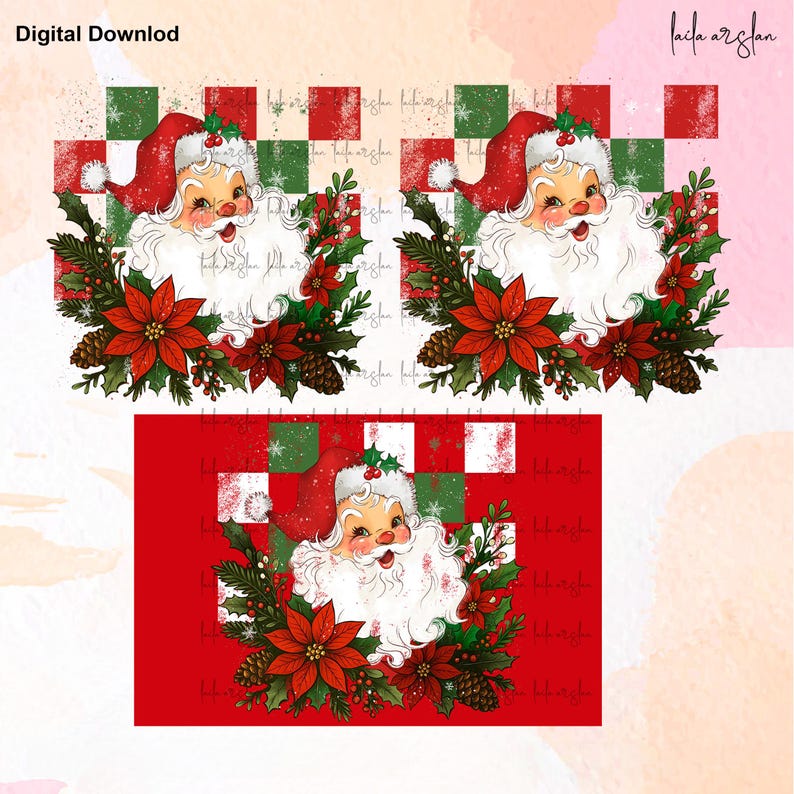 Checkered Santa Claus Png, Christmas Png Santa Claus Png,santa Claus ...