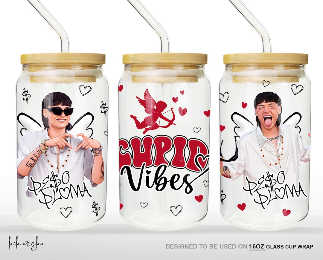 Peso Pluma Valentine PNG Sublimation Peso Pluma 16 Oz Glass Can Wrap ...