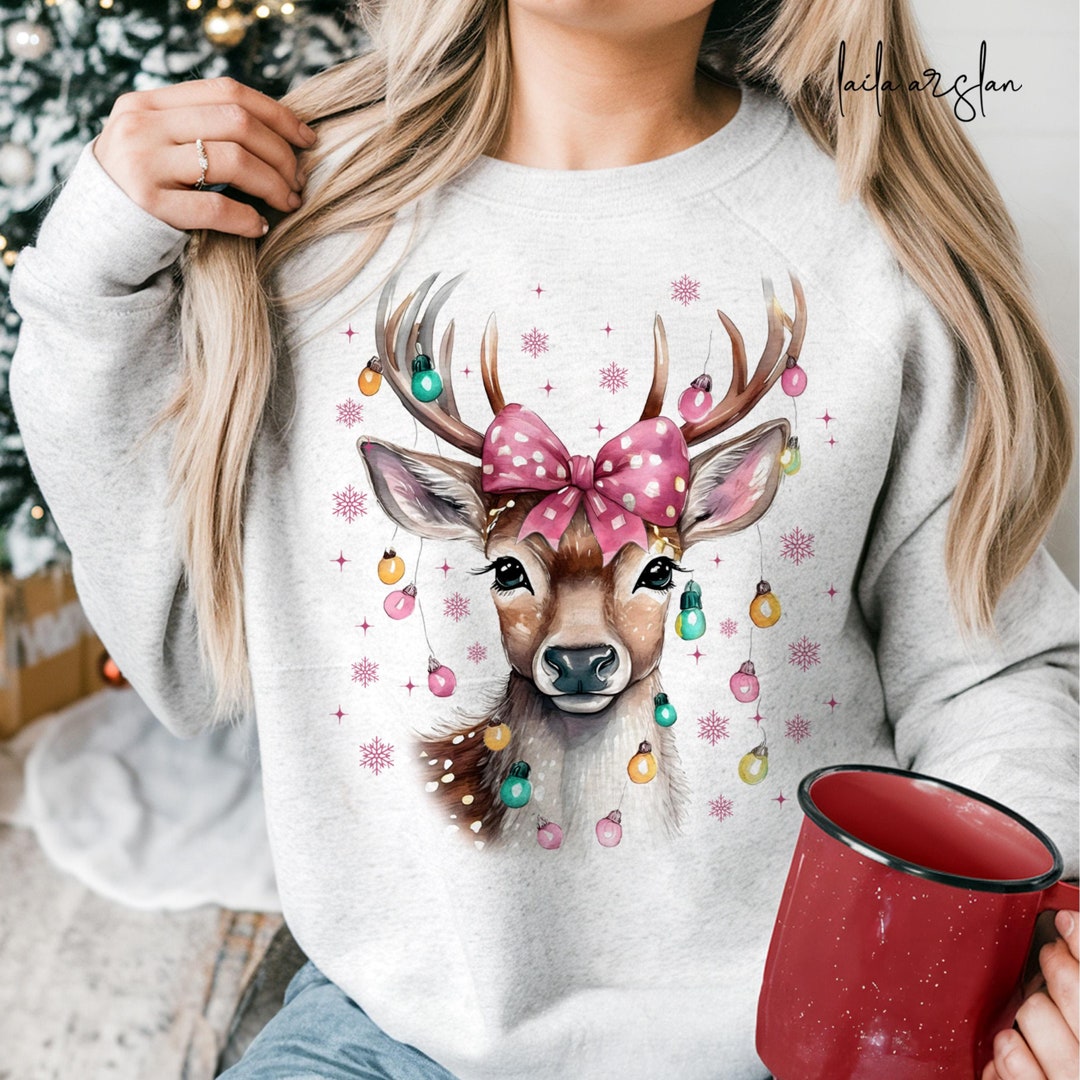 Deer Png, Christmas Reindeer Design Merry Christmas Png, Deer Png, Pink ...