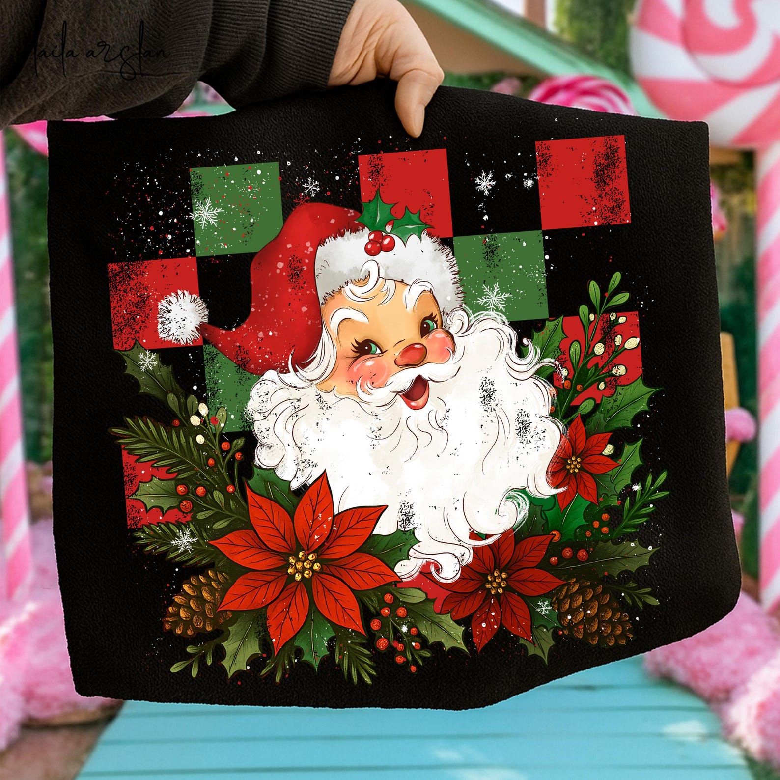 Checkered Santa Claus Png, Christmas Png Santa Claus Png,santa Claus ...
