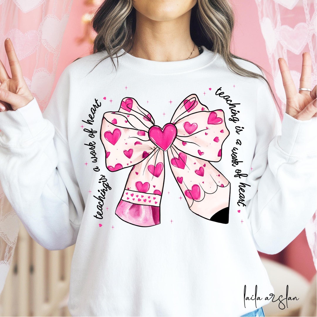 Teacher Valentine Coquette Bow Pencil Png, Glitter Valentine Teacher ...