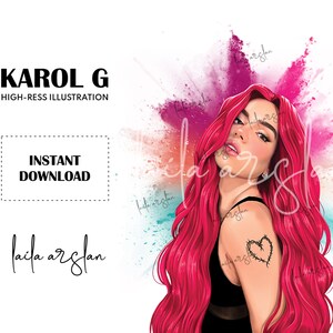 Karol G Red Hair Png Digital Download File Sublimation, Karol G PNG ...