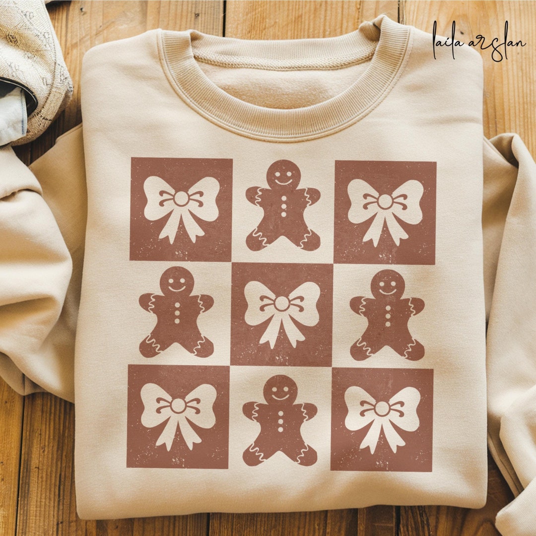 Retro Checkered Gingerbread Man Coquette PNG, Trendy Distressed ...