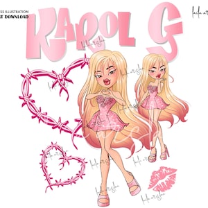 Karol G Doll Png Hand Drawing, Karol G Concert, Bichota Doll Season ...