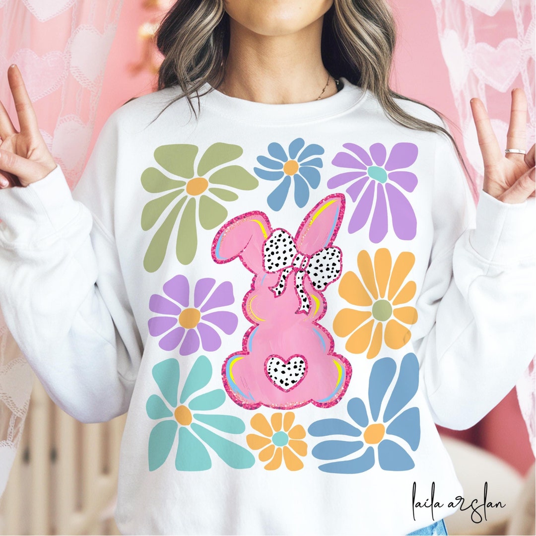 Happy Easter PNG, Leopard Coquette Bow Floral Bunny Png, Retro Easter ...