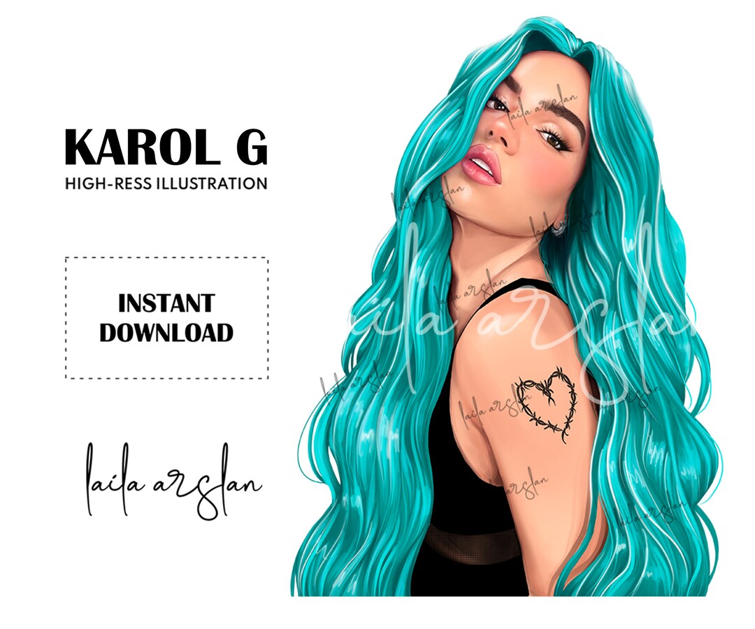 Karol G Blue Hair Png Digital Download File Sublimation, Karol G PNG ...