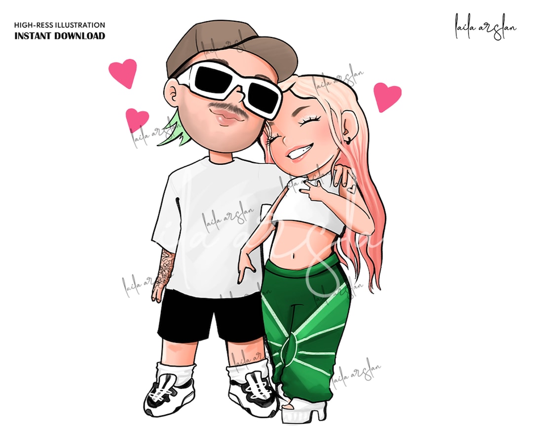 Karol G Pink Hair With Ferxxo Sunglasses PNG Karol G With Feid ...