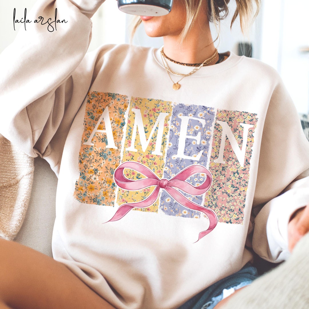 Amen Coquette Bow Png, Amen Varsity Png, Floral Amen Png, Jesus Easter Png, Easter Christian Png ...