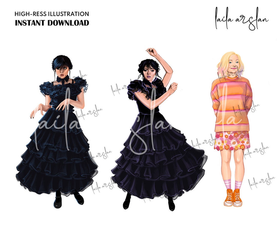 Enid and Wednesday Full Body Png, Wednesday Addams Png, Jenna Ortega ...