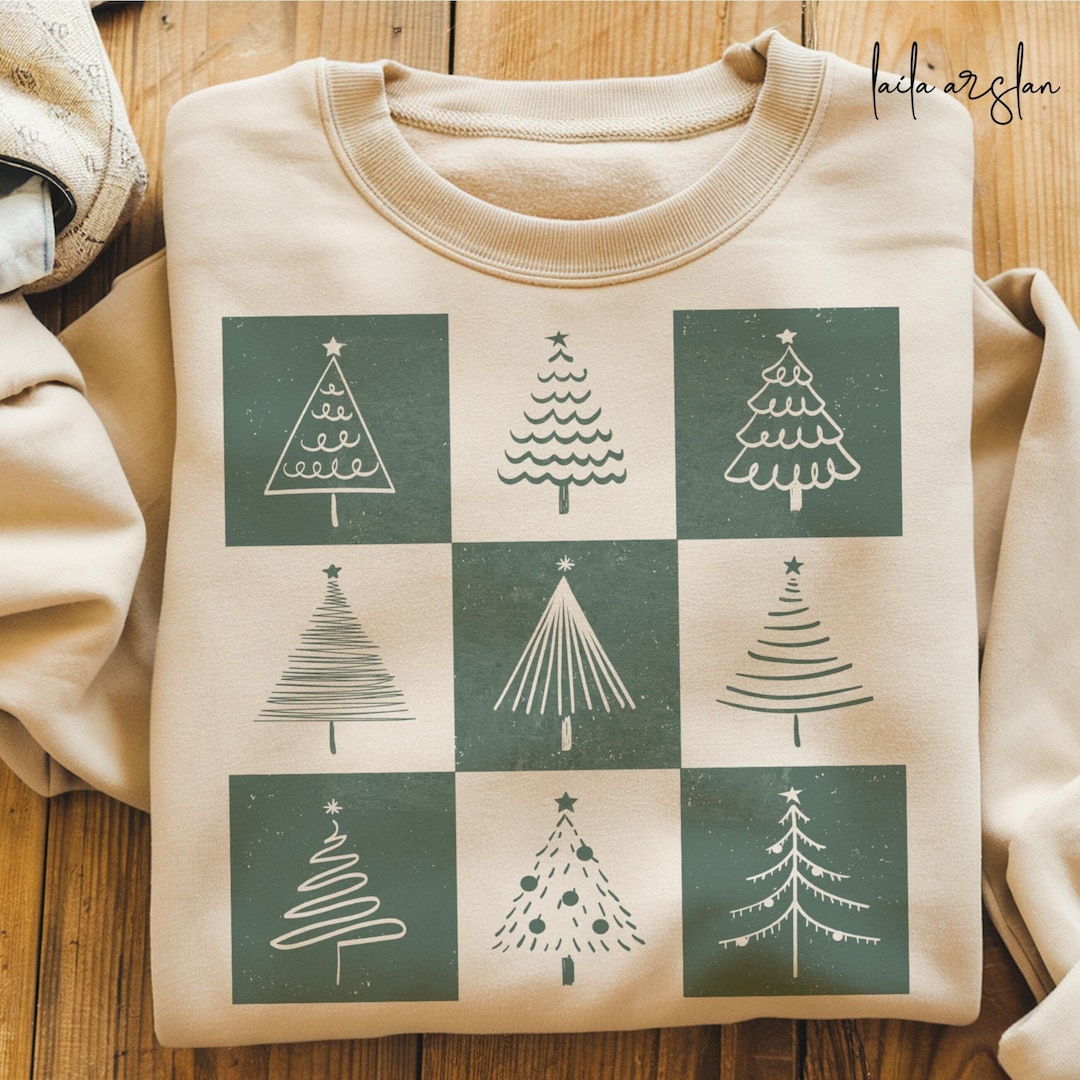 Retro Checkered Christmas Tree PNG, Trendy Distressed Christmas PNG ...
