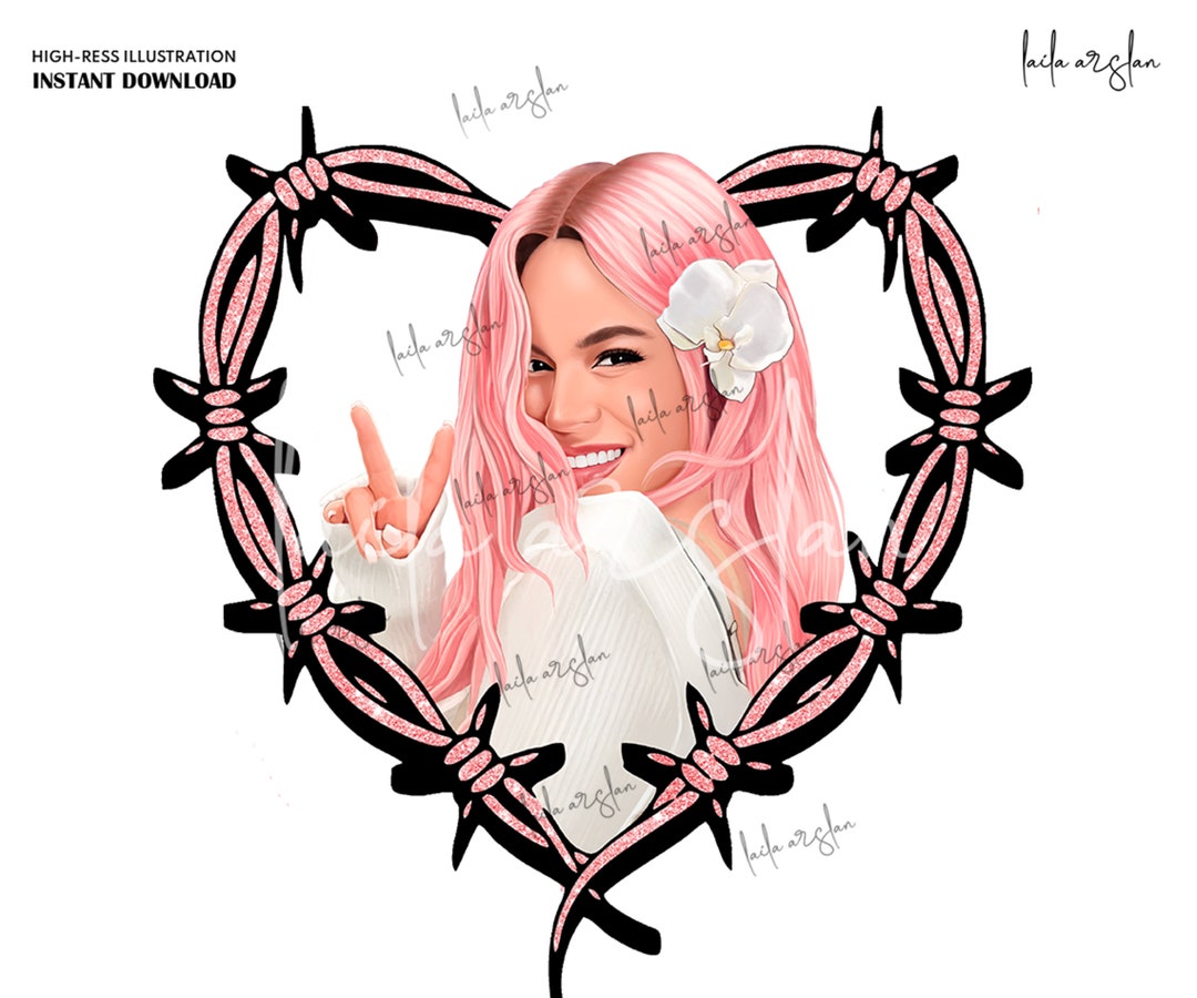 Karol G Pink Hair on the Heart Tattoo | Karol G Mientras Me Curo Del ...