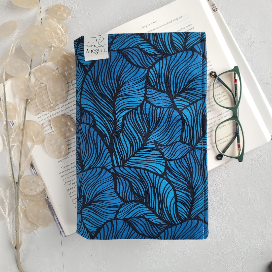 Blue Book Cover With Satin Bookmark and Metal Tassel, Fabric Book ...