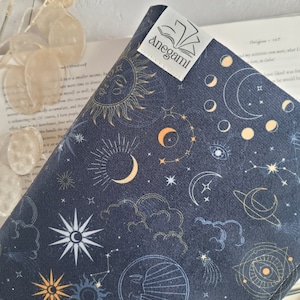 Constellation Book Cover With Satin Bookmark and Metal Tassel, Fabric ...
