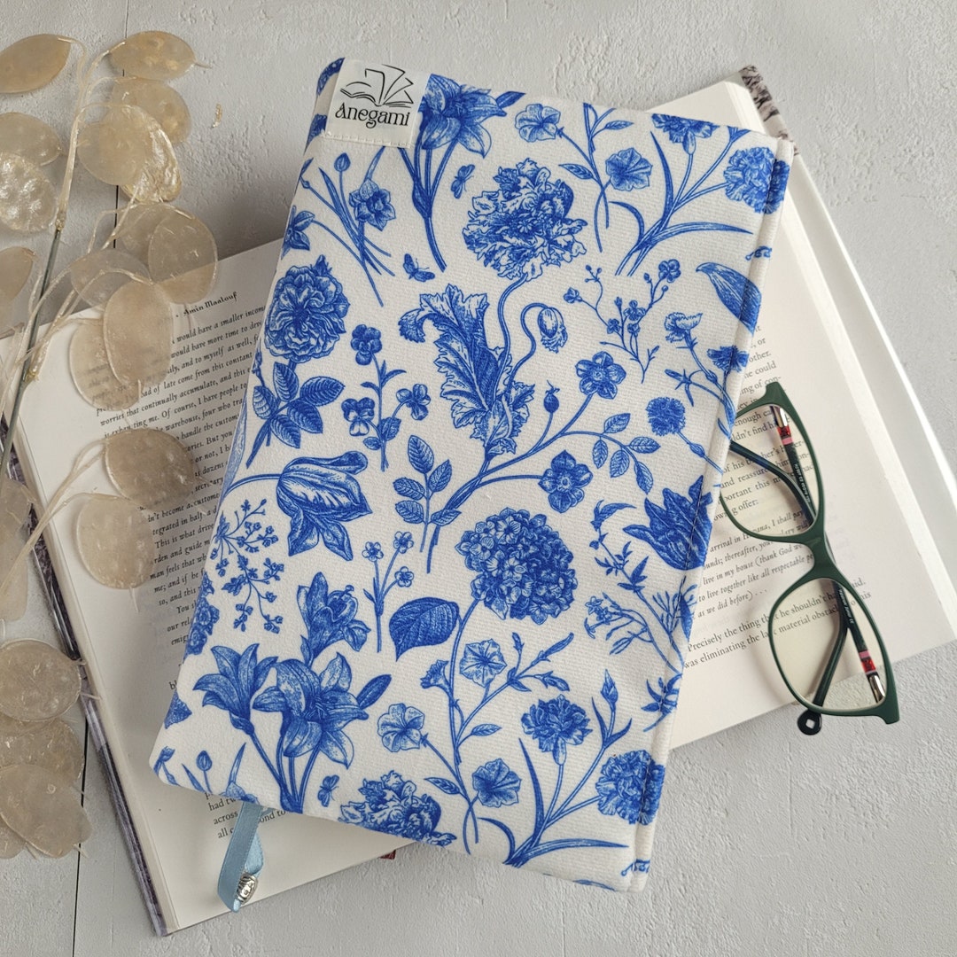 Blue Floral Padded Book Cover With Satin Bookmark and Metal Tassel ...