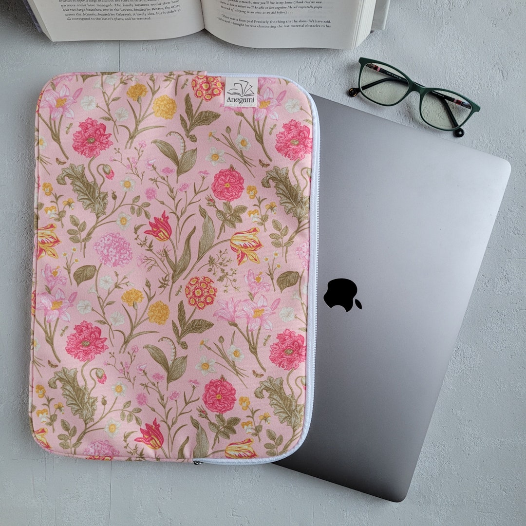 Pink Floral Laptop Case With Zipper, Mac Book Pro 16 Case, Laptop ...