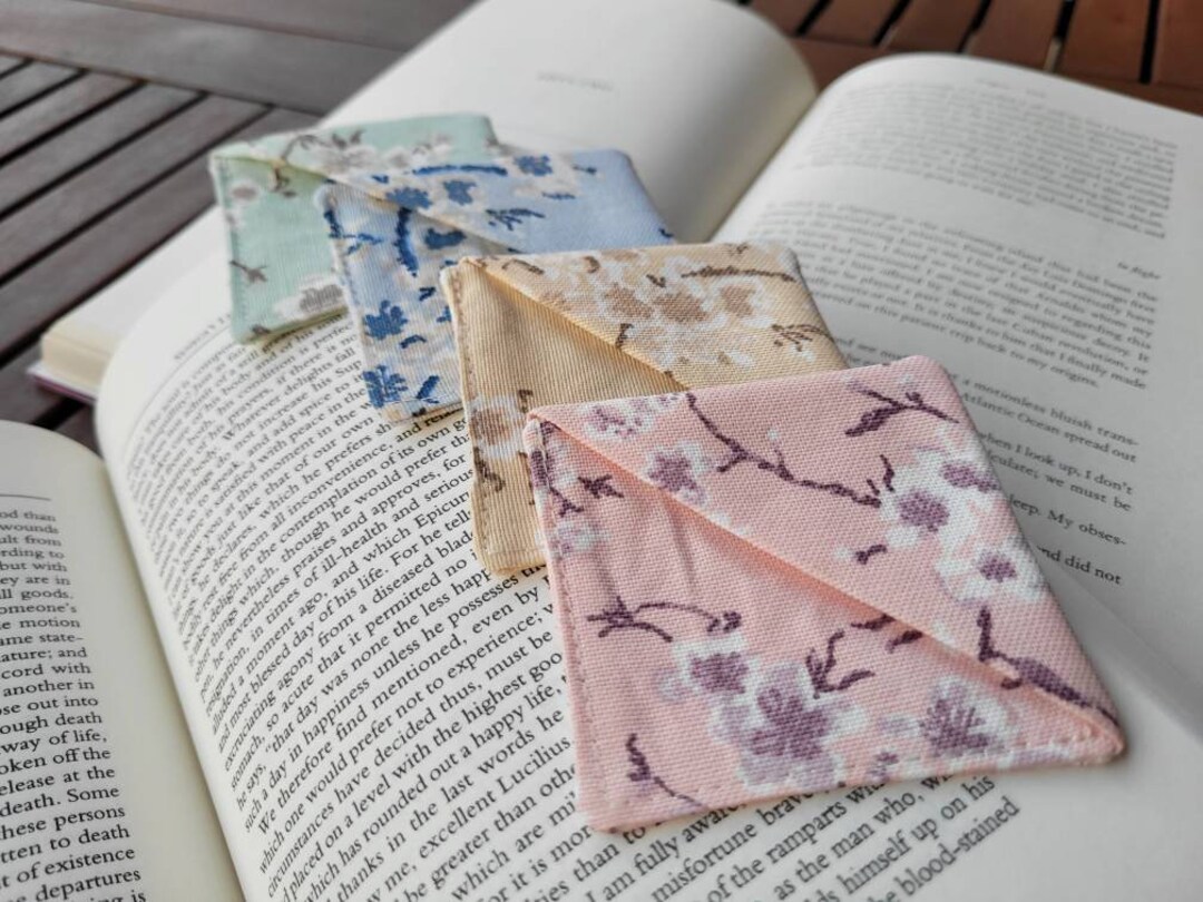 Set of 4 Fabric Waterproof Cherry Blossom Corner Bookmarks - Etsy